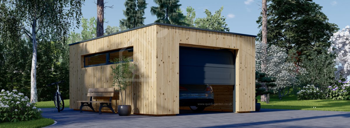 Single Wooden Garage With Flat Roof SILVIA F (34 mm + Cladding), 4x6 m ...