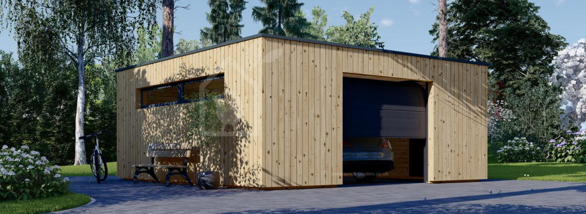 Single Wooden Garage With Flat Roof SILVIA F (34 mm + Cladding), 6x6 m ...