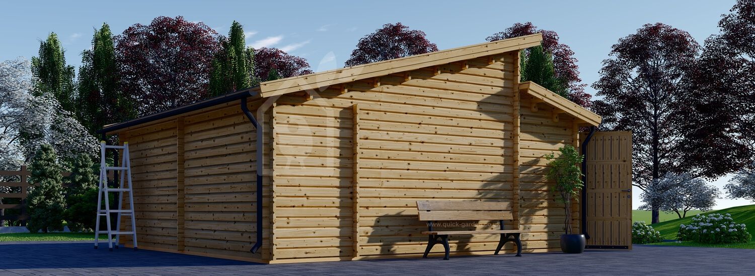 Double Wooden Garage TWIN (44 mm), 6x6 m (20'x20')