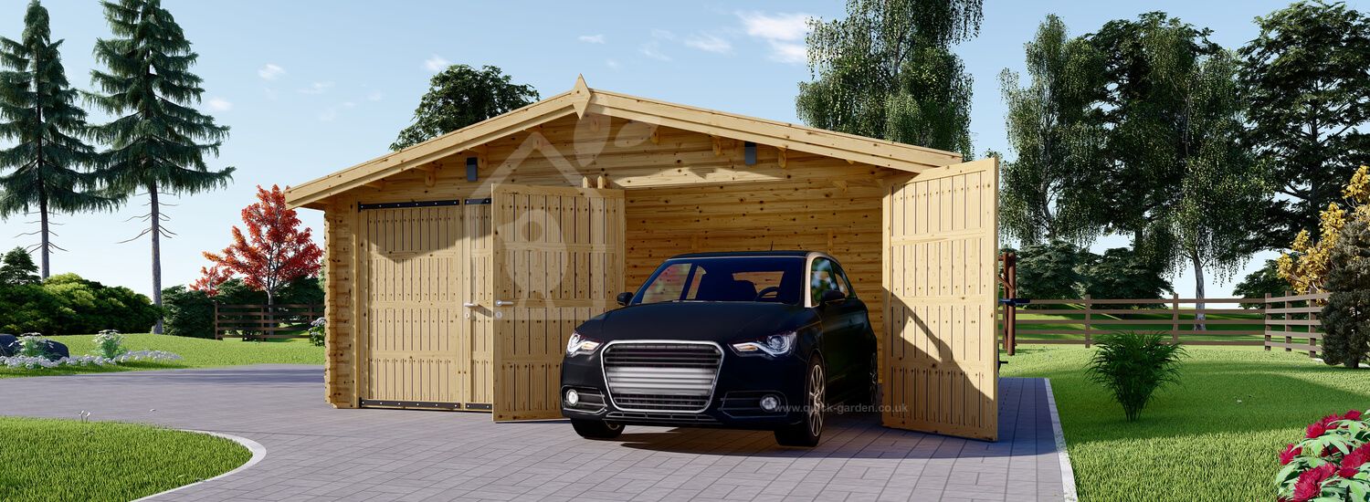 Double Wooden Garage (44 mm), 6x6 m (20'x20')