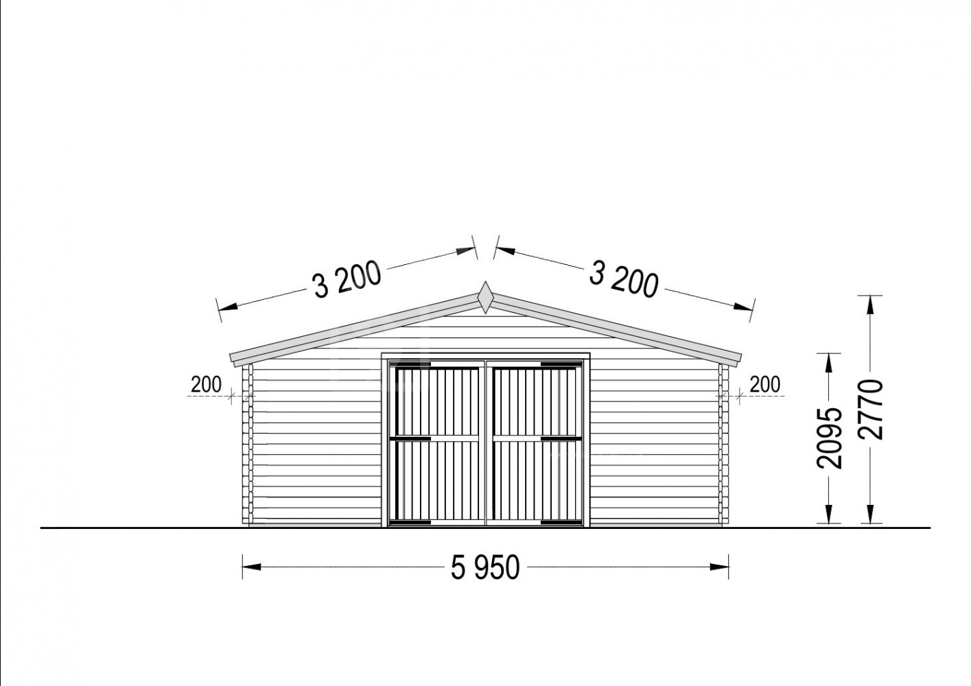 Single Wooden Garage 6m x 6m (20x20 ft) 44 mm