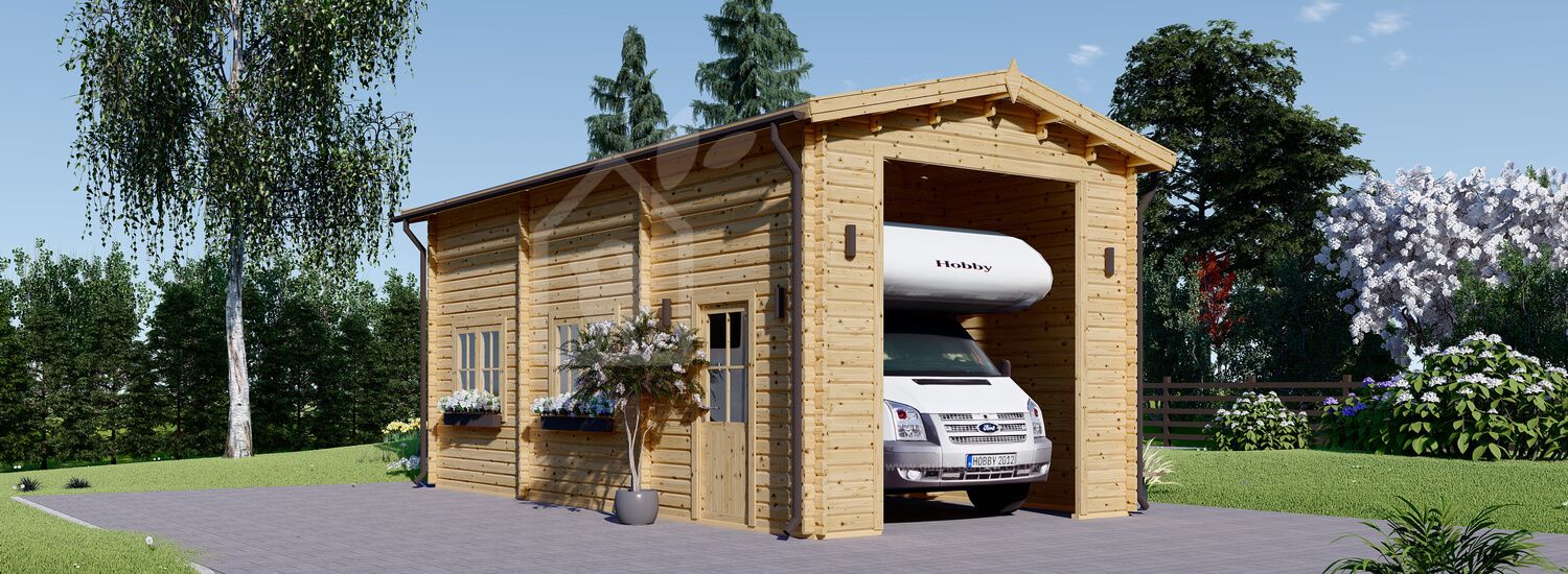 Wooden Garage for Camping Car 4m x 8m (13x26 ft) 44 mm
