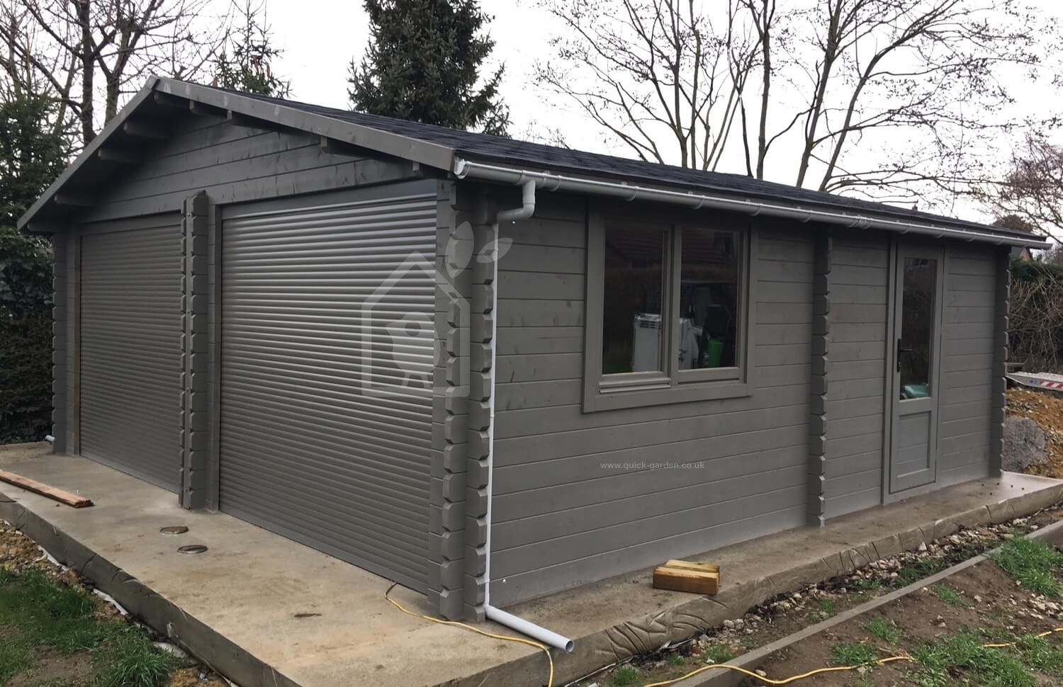 Double Wooden Garage CLASSIC DUO (44 mm), 6x6 m (20'x20'), 36 m²