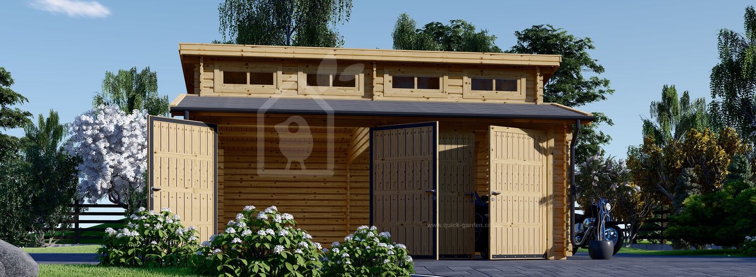 Double Wooden Garage TWIN (44 mm), 6x6 m (20'x20')