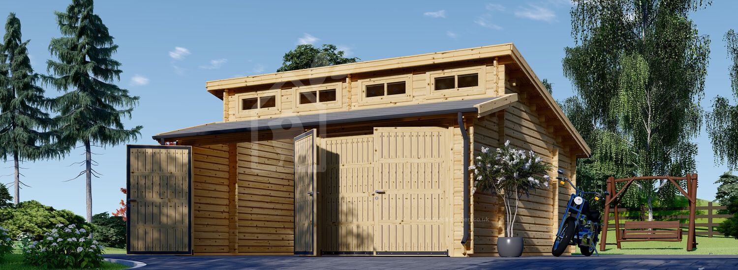Double Wooden Garage TWIN (44 mm), 6x6 m (20'x20')
