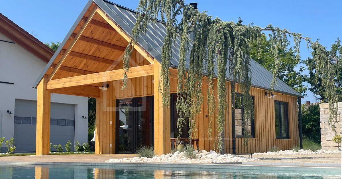 Log Cabin AGATA With Loft (44 mm + Cladding + Insulation), 39 m²