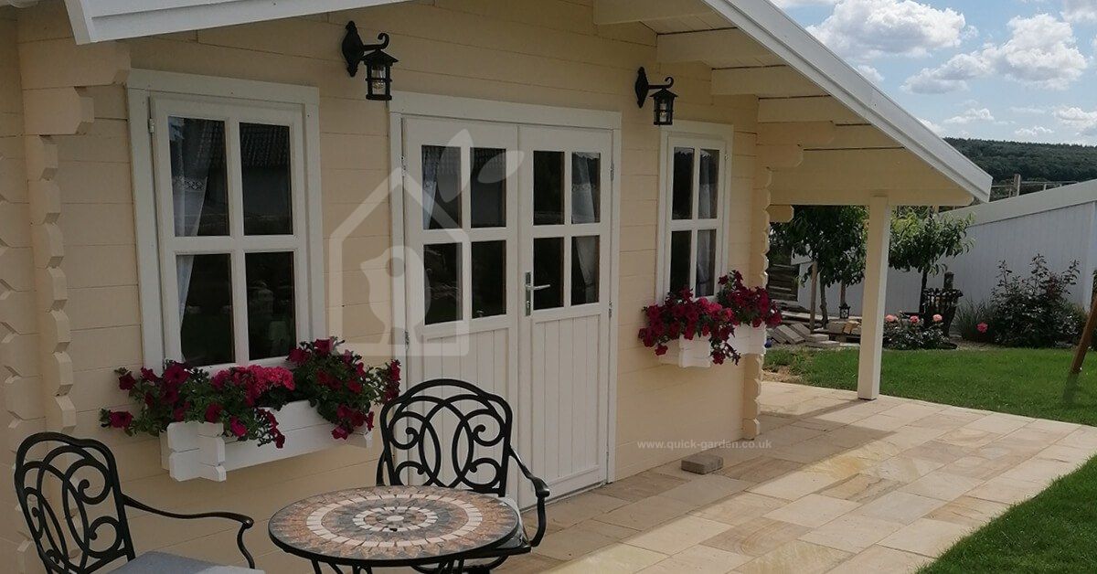 Log Cabin CLARA With Shed Attached (44 mm), 7x4 m (23'x13'), 28 m²