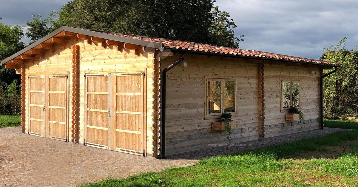Double Wooden Garage CLASSIC DUO (44 mm), 6x6 m (20'x20'), 36 m²