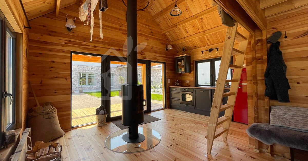 Log Cabin AGATA With Loft (44 mm + Cladding + Insulation), 39 m²