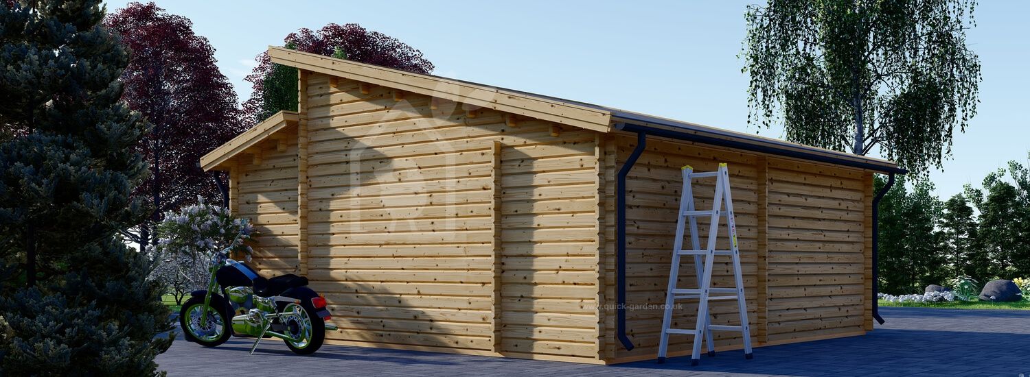 Double Wooden Garage TWIN (44 mm), 6x6 m (20'x20')