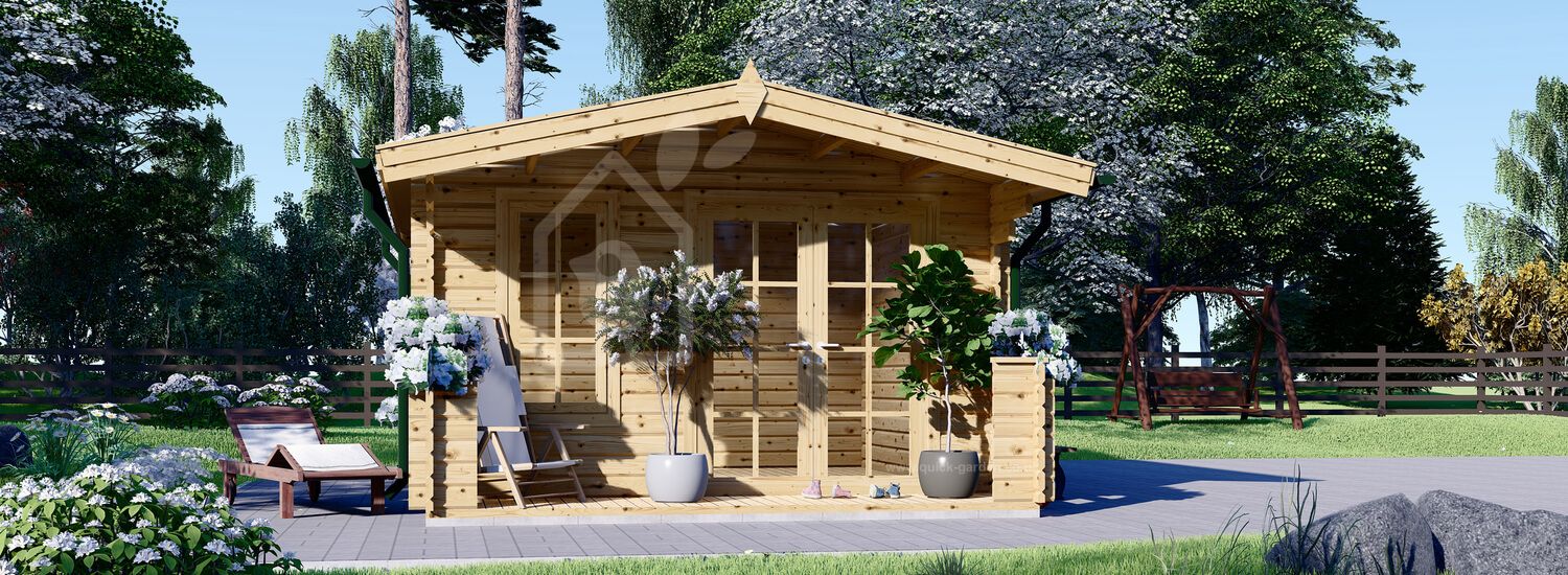 Insulated Log Cabin KING 4m x 5m (13x16 ft) Twin Skin