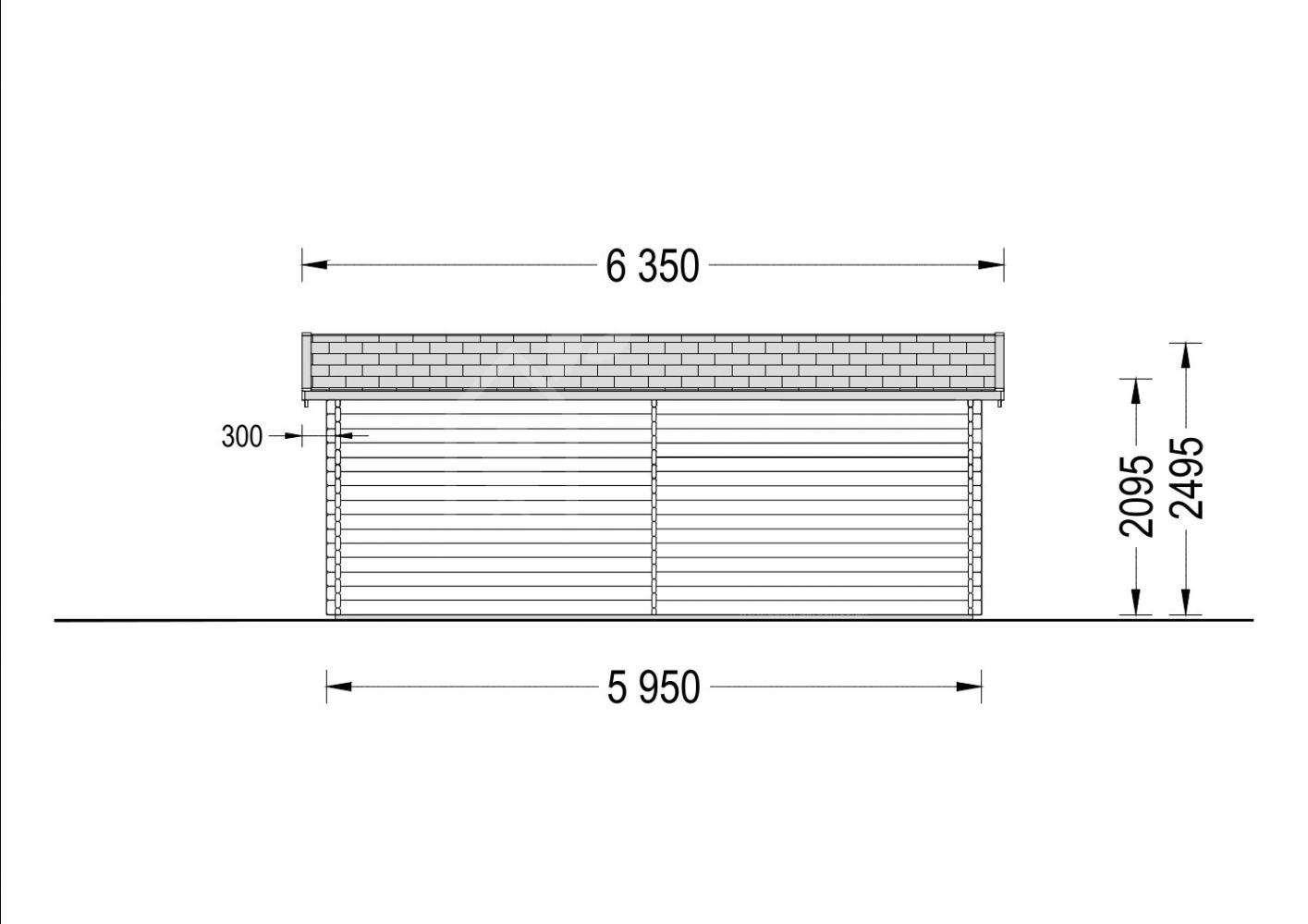 Single Wooden Garage (44 mm), 4x6 m (13'x20')