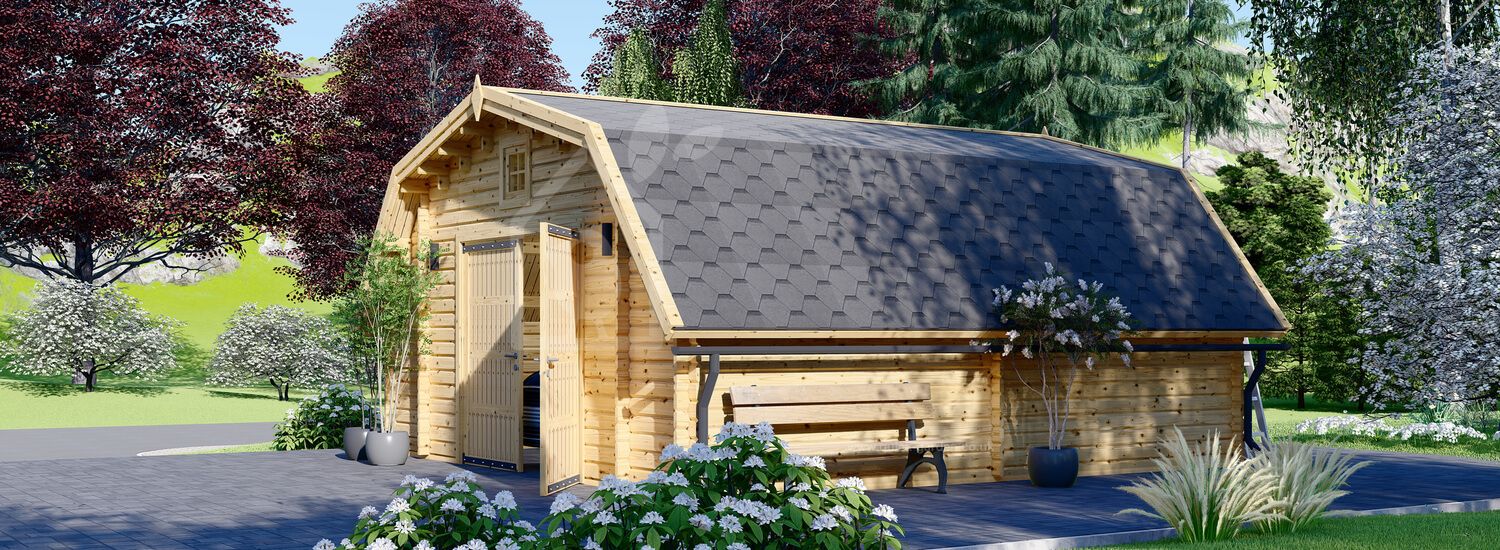 Single Wooden Garage TEXAS (44 mm), 6x6 m (20'x20')