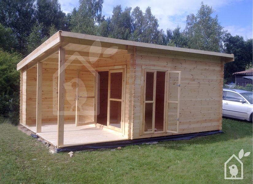 Log Cabin CARL (34 mm), 5x4 m (16'x13'), 20 m² + 8 m² Terrace