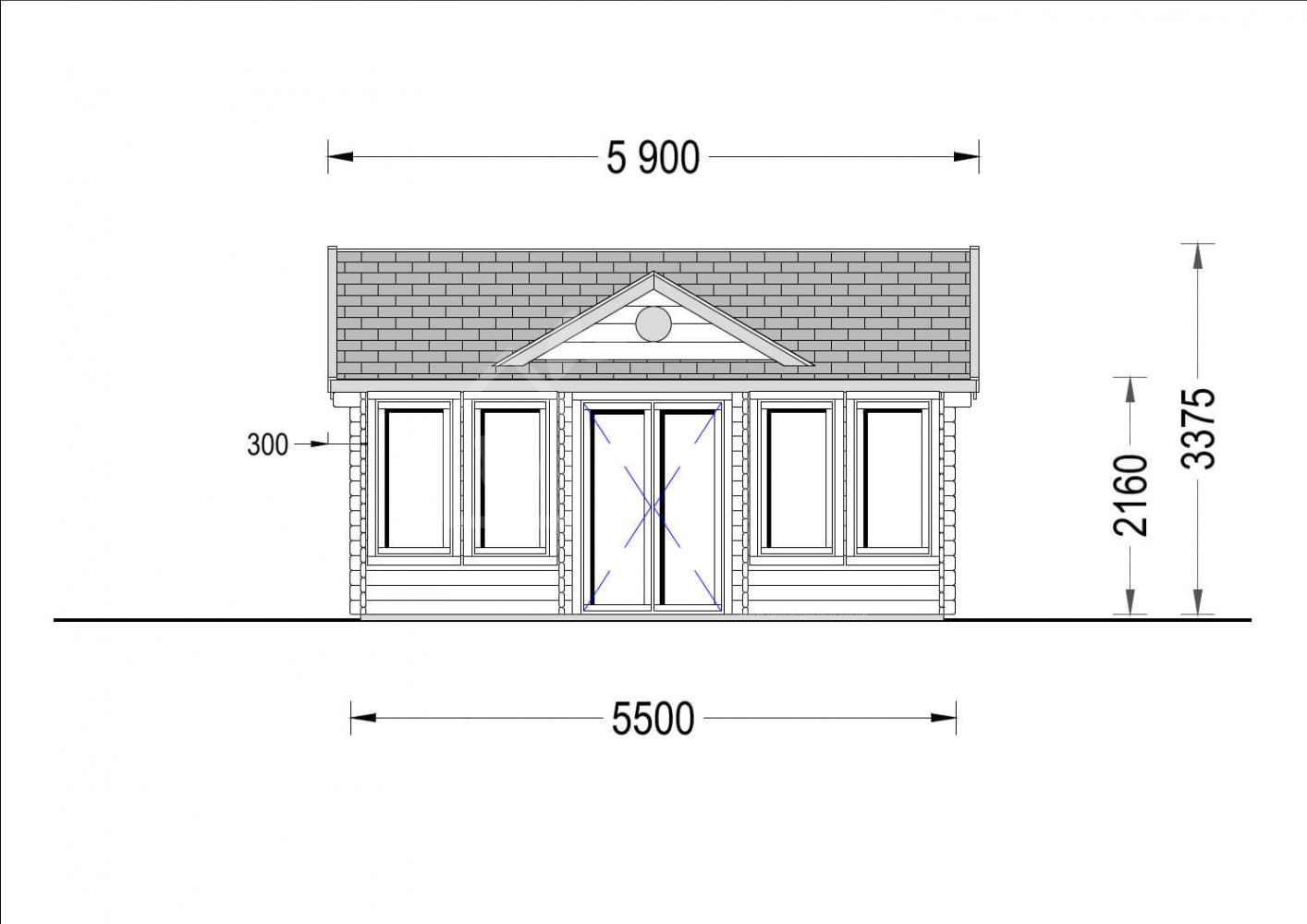 Garden Room CLOCKHOUSE (44 mm), 5.5x4 m (18'x13'), 22 m²