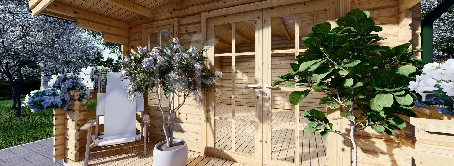 Insulated Log Cabin KING 4m x 5m (13x16 ft) Twin Skin