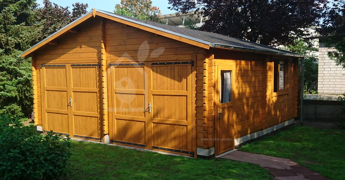Double Wooden Garage CLASSIC DUO (44 mm), 6x6 m (20'x20'), 36 m²