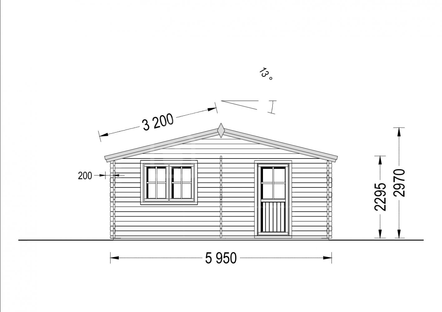 Triple Wooden Garage TRIO (44 mm), 9x6 m (30'x20')