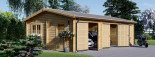 Triple Wooden Garage TRIO (44 mm), 9x6 m (30'x20')